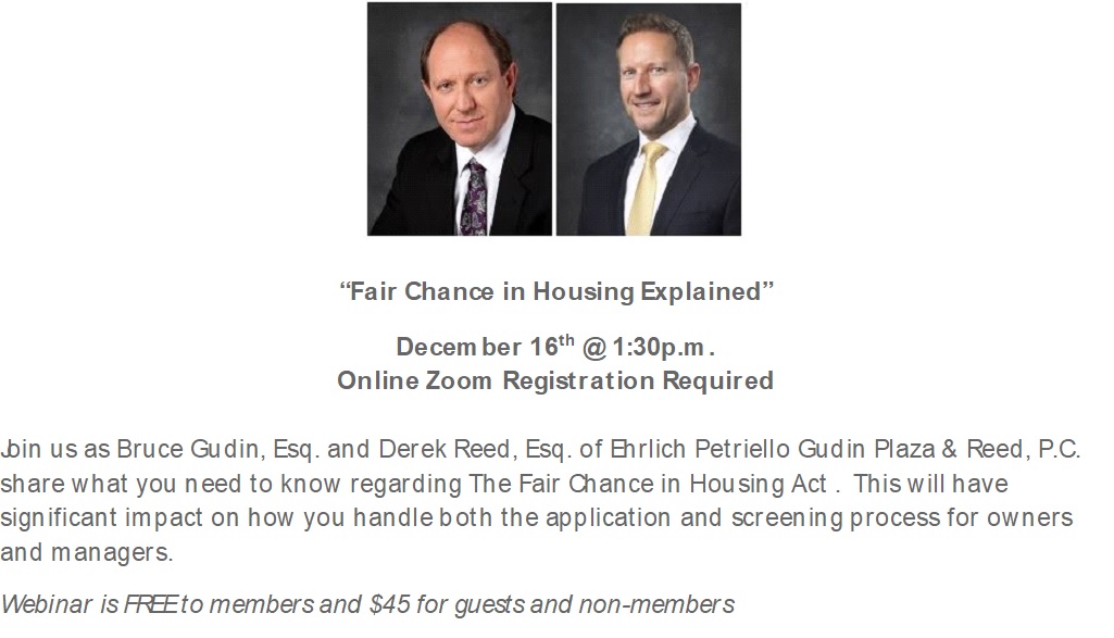December 16th "Fair Chance in Housing Explained"